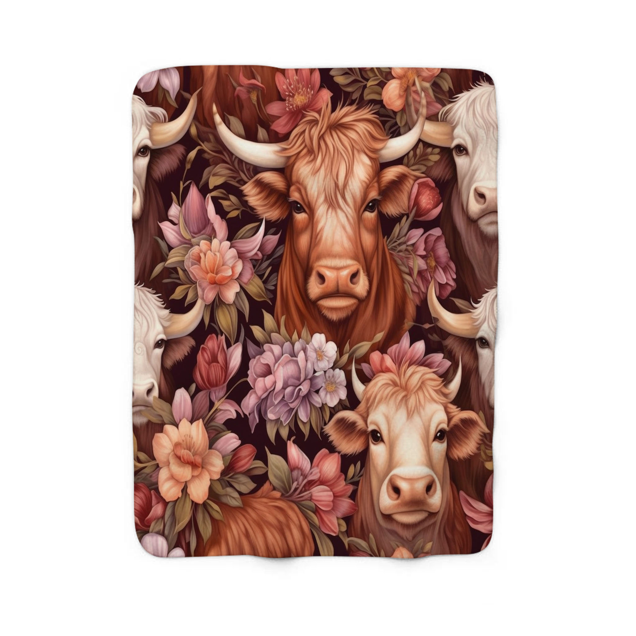 MentionedYou Highland Cow Dreamland - 1 Piece Premium Sherpa Blanket ...