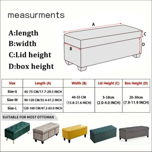 One Allium Way® Ottoman Cover Stretch Storage Ottoman Bench Slipcover ...