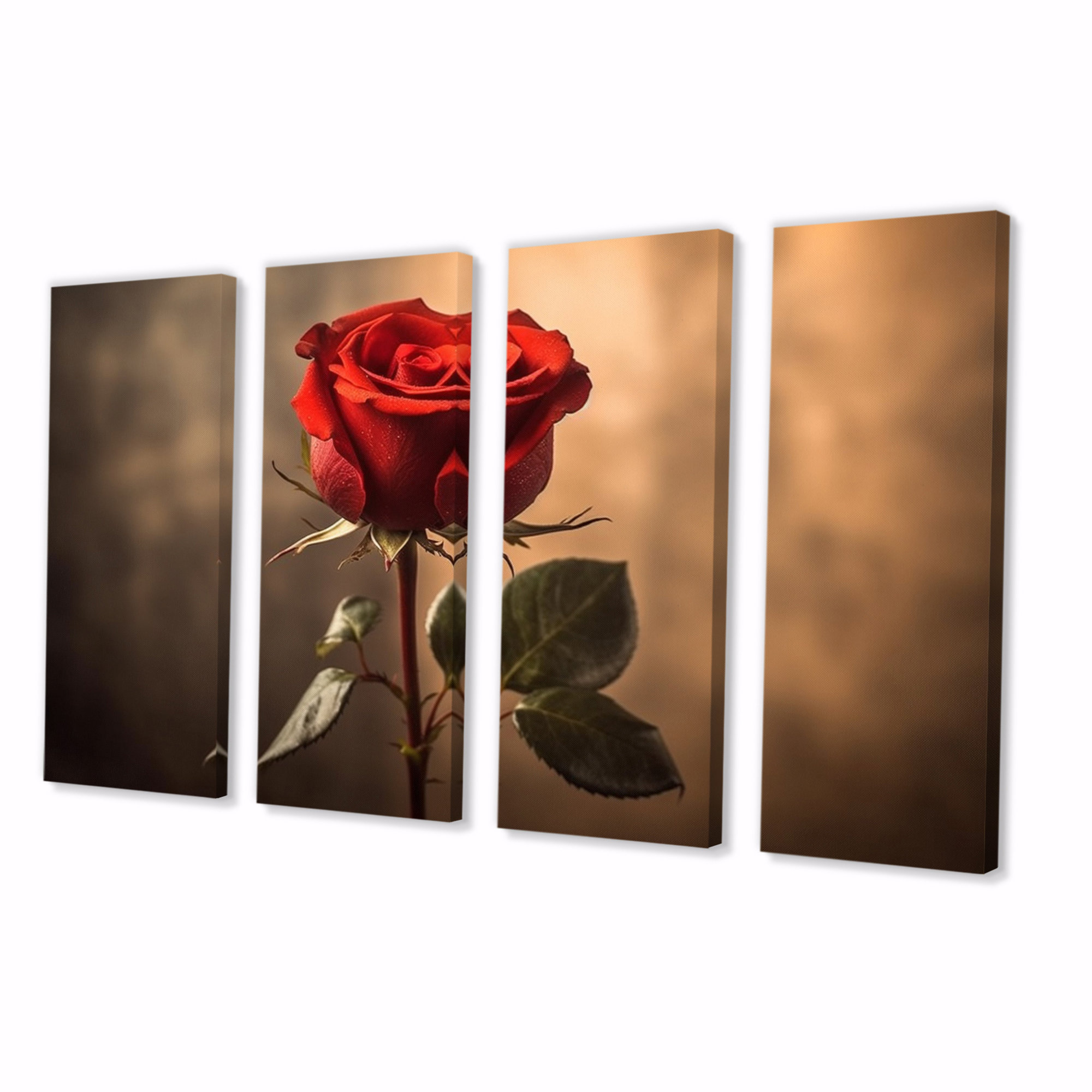 Design Art Vintage Rose Reverie - Floral Wall Art Living Room - 4 ...