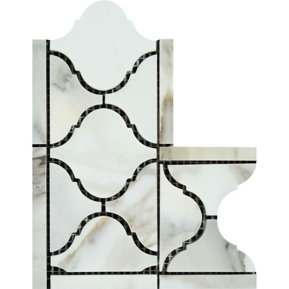 Stone & Tile Shoppe, Inc. Calacatta Gold Arabesque Border Corner Marble ...