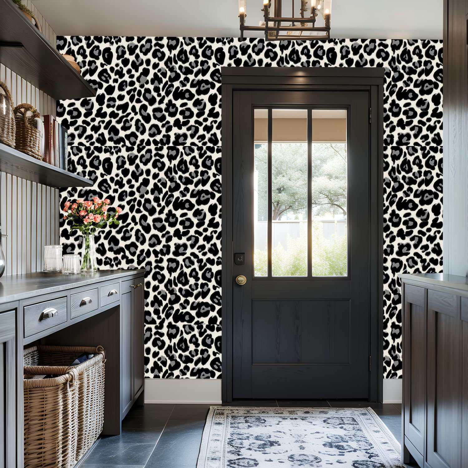 Winston Porter Peel and Stick Wallpaper Contact Paper animal print grey ...