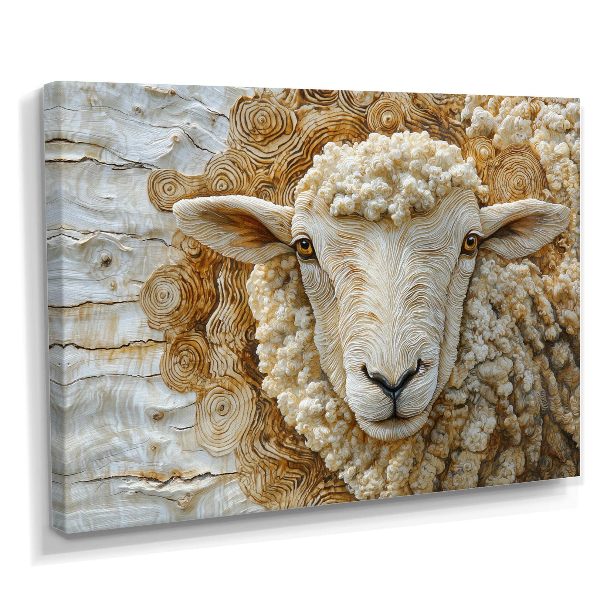 August Grove® Ditya Sheep Portrait In Farm Pattern Wood II - Sheep Wall ...