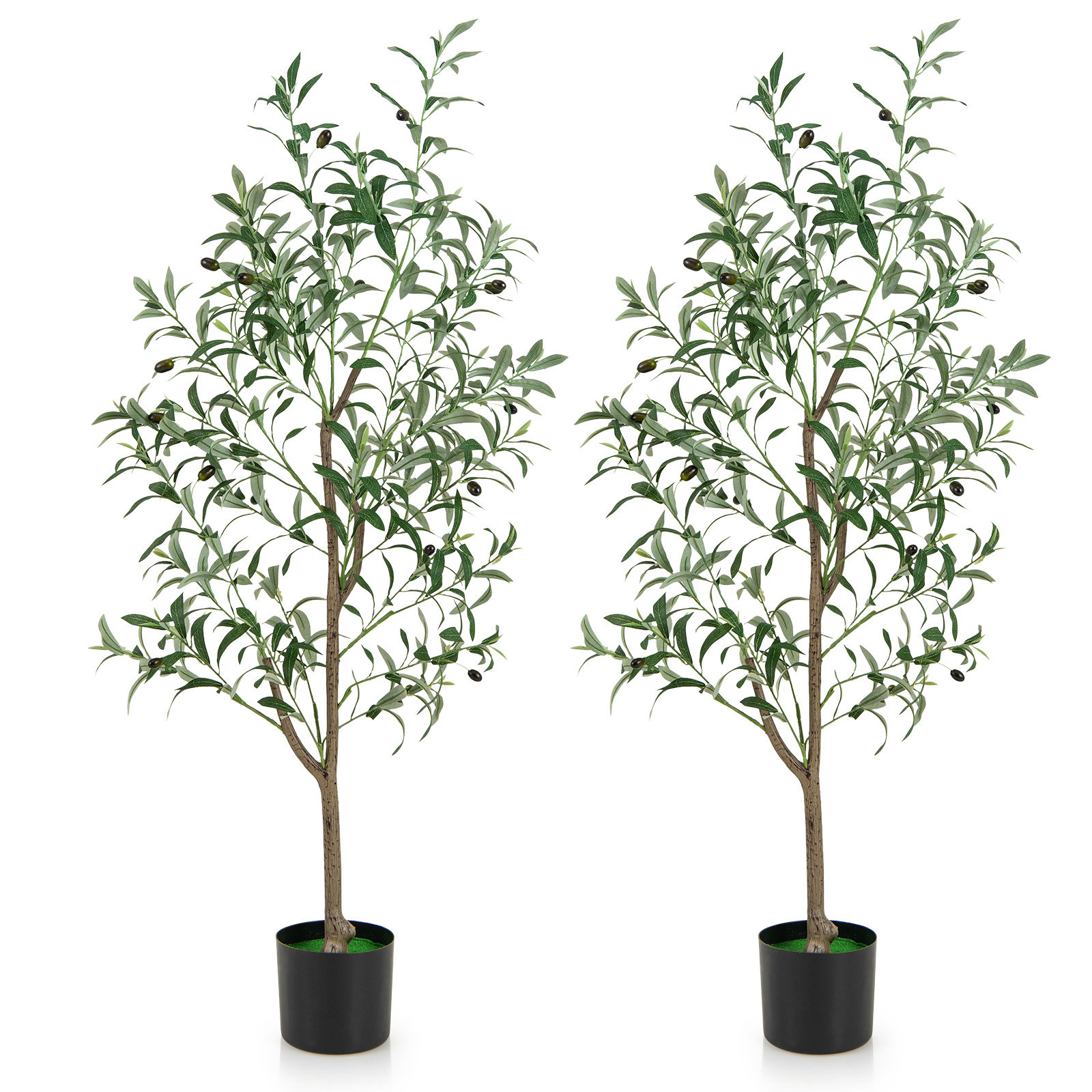 Latitude Run® 4.5 FT Tall Artificial Olive Tree Set of 2 Fake Potted ...