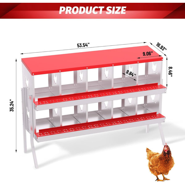 Archie & Oscar™ Chicken Nesting Box, Red 10 Hole Egg Laying Box with ...