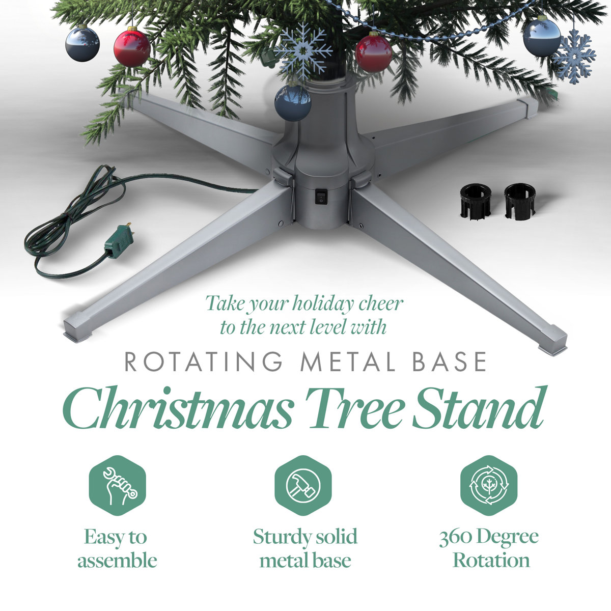 Latitude Run® Rotating Tree Stand Base with Cascade Quick Set 7-Ft Pre ...