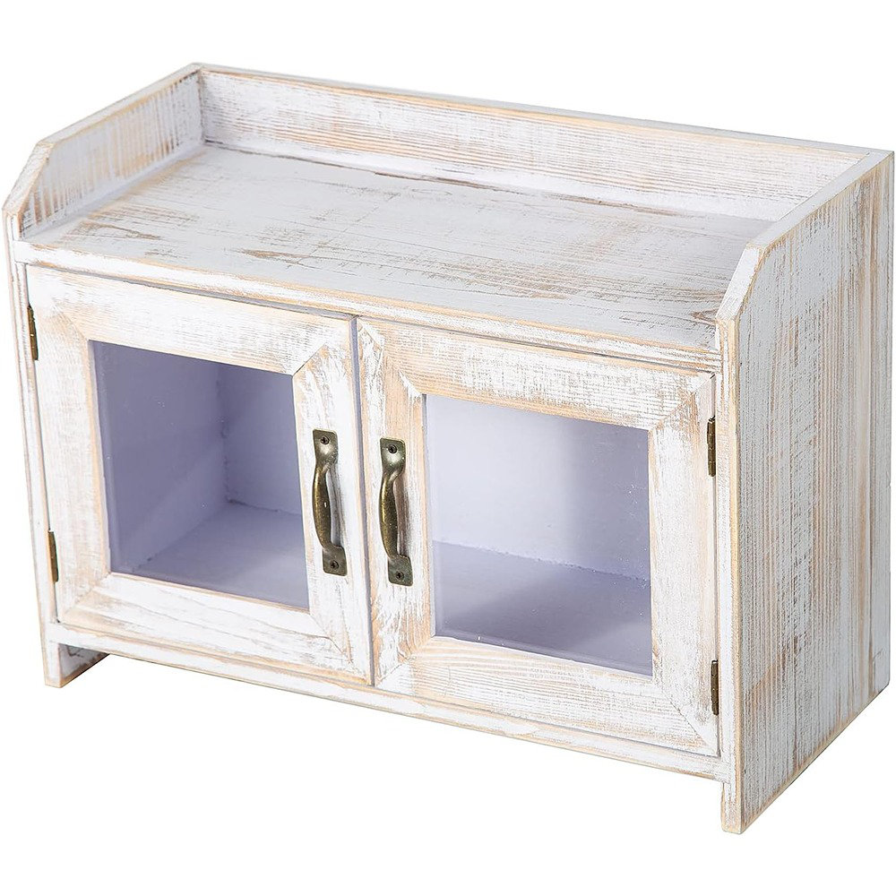 Ophelia & Co. White Wood Counter Top Storage Cabinet Organizer Shelf Gl ...