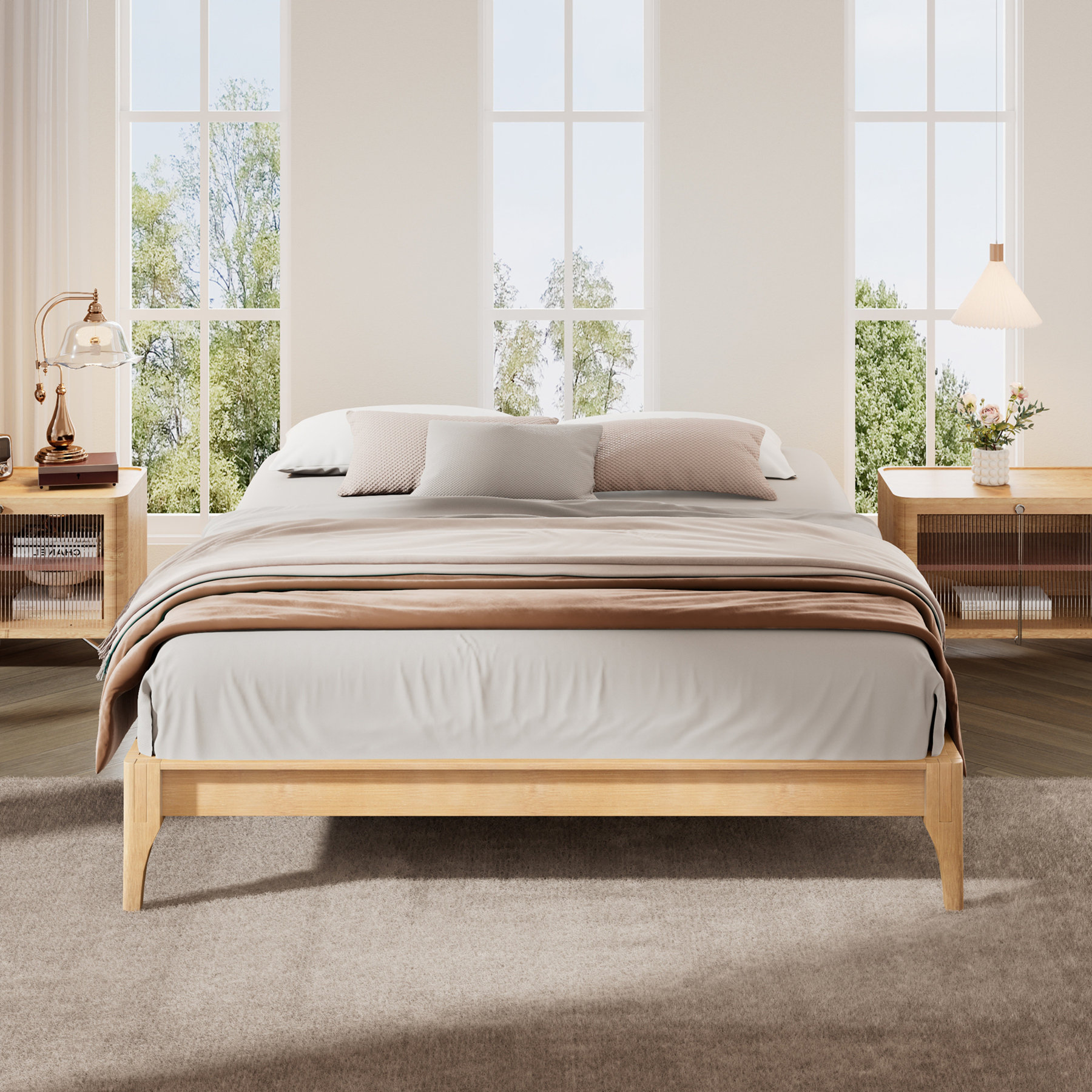 Mercer41 Solid Dry Bamboo Wood Platform Bed | Wayfair