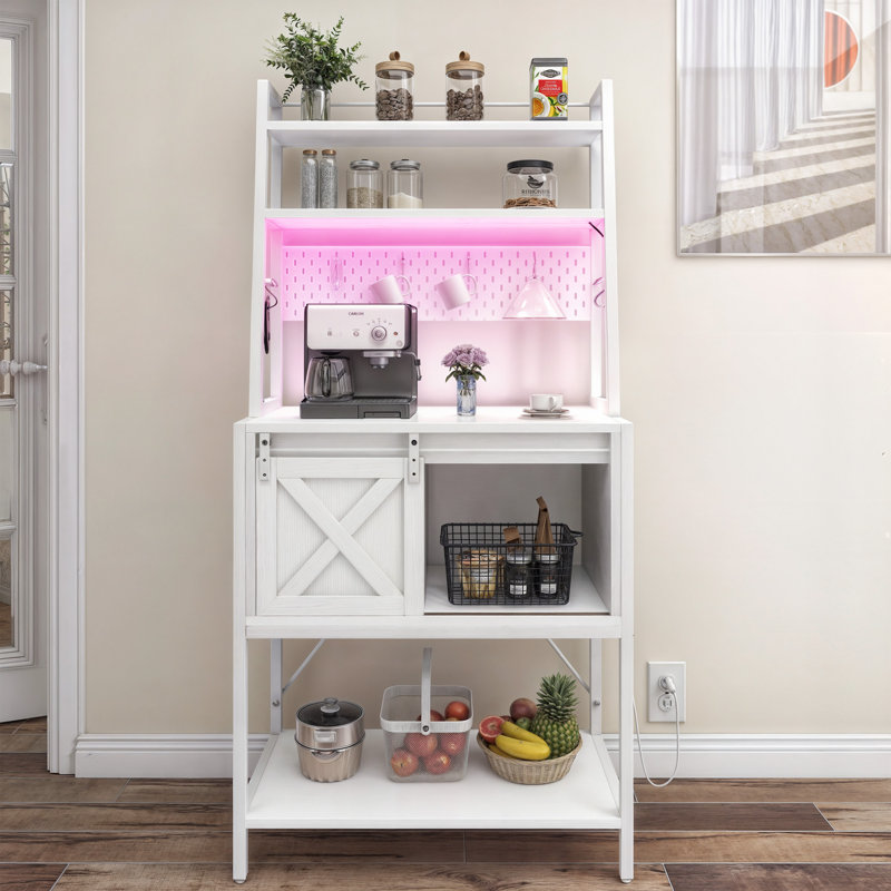 Wade Logan® Casheena 31.5″W LED Baker's Rack, Farmhouse Coffee Bar ...