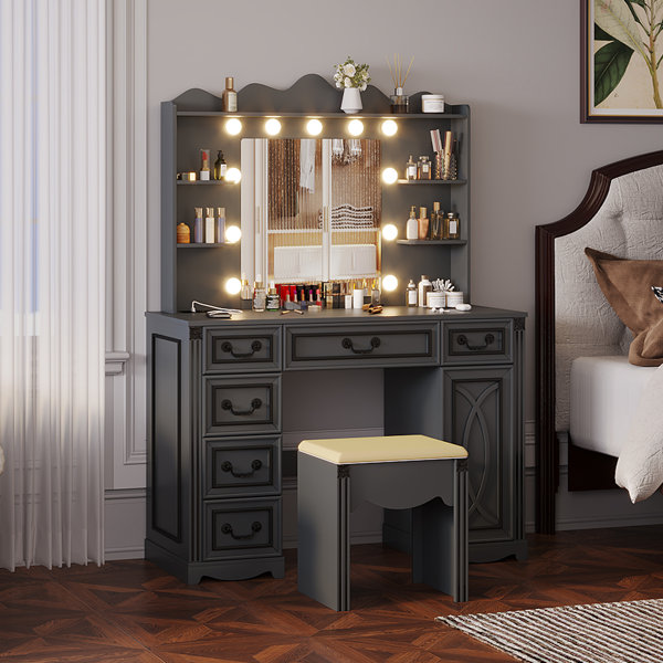 Gray Makeup Vanities You'll Love | Wayfair