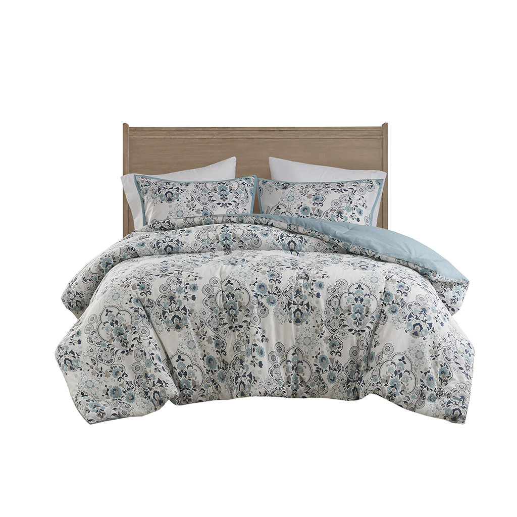 Gracie Mills Candice 3 Piece Floral Printed Cotton Comforter Set | Wayfair