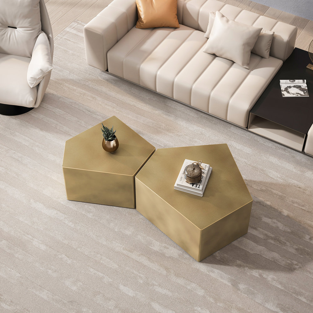 Mercer41 Irregular Pentagon Nesting Coffee Table Set Geometric Design ...