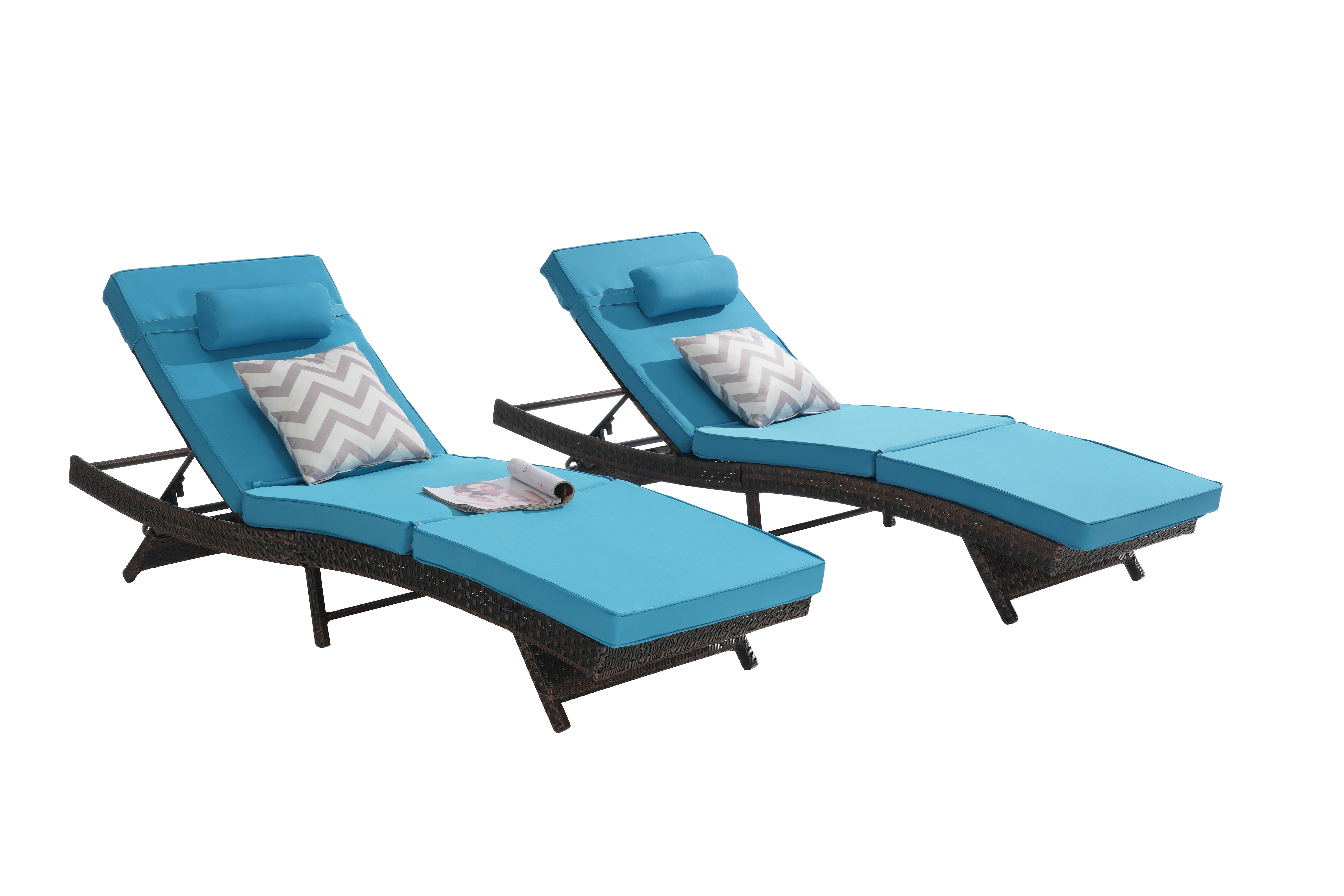 Lark Manor™ Outdoor Wicker Reclining Lounge Chairs for Lawn Sunbathing ...