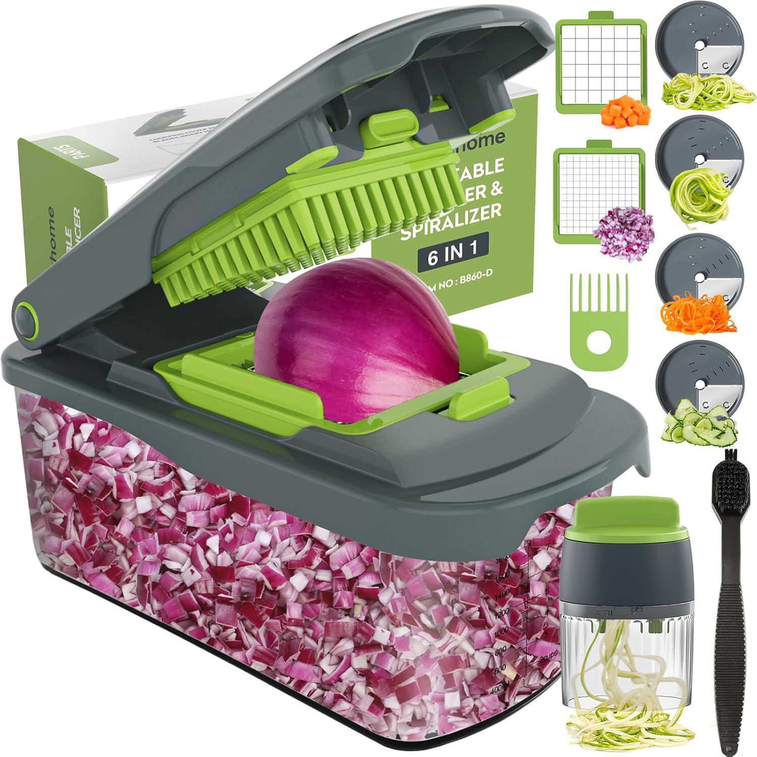 MD Nook Store 6-in-1 Onion Chopper & Vegetable Spiralizer – 2L ...