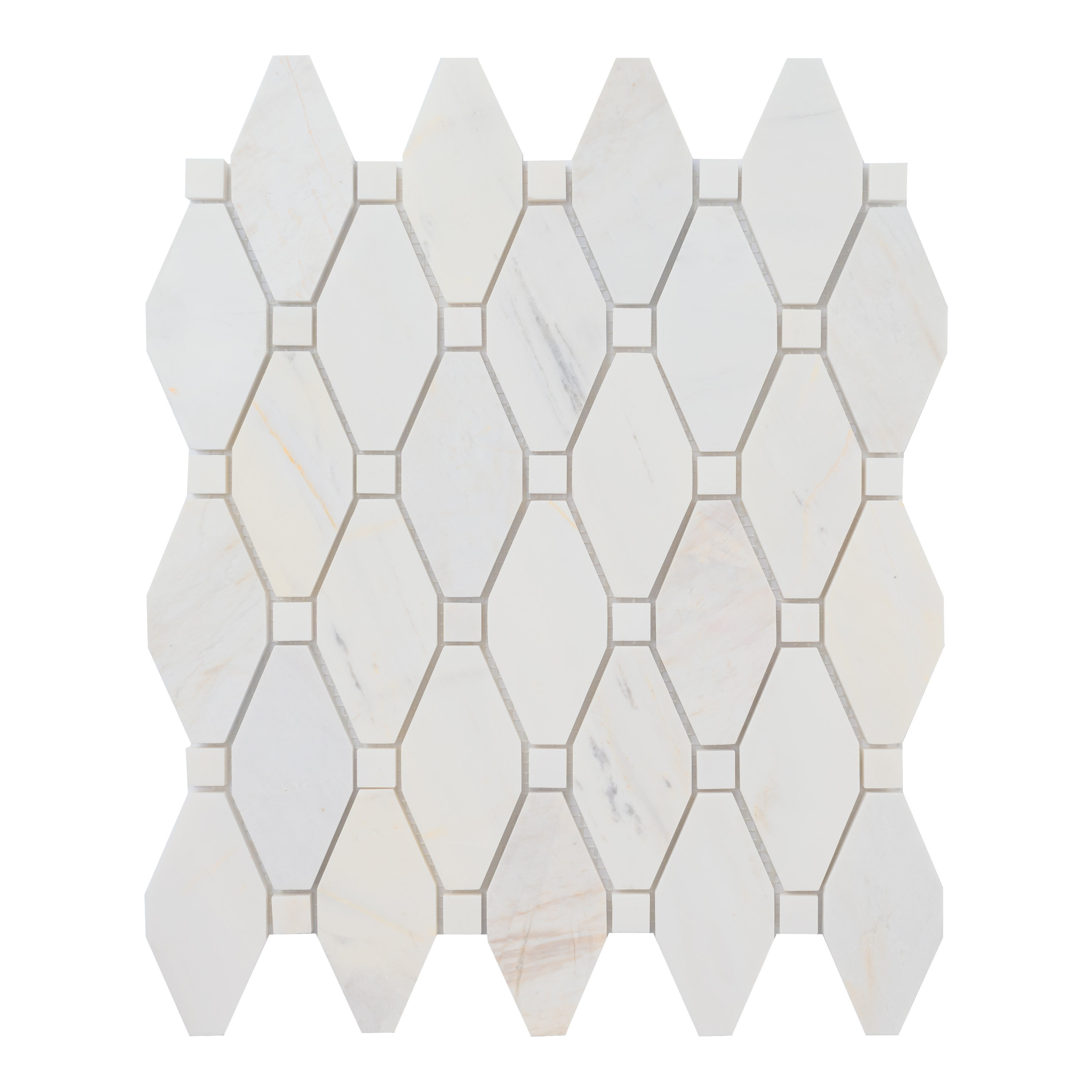 MSI Angora Elongated Octagon 13.4" x 11.81" Polished Marble Mosaic ...