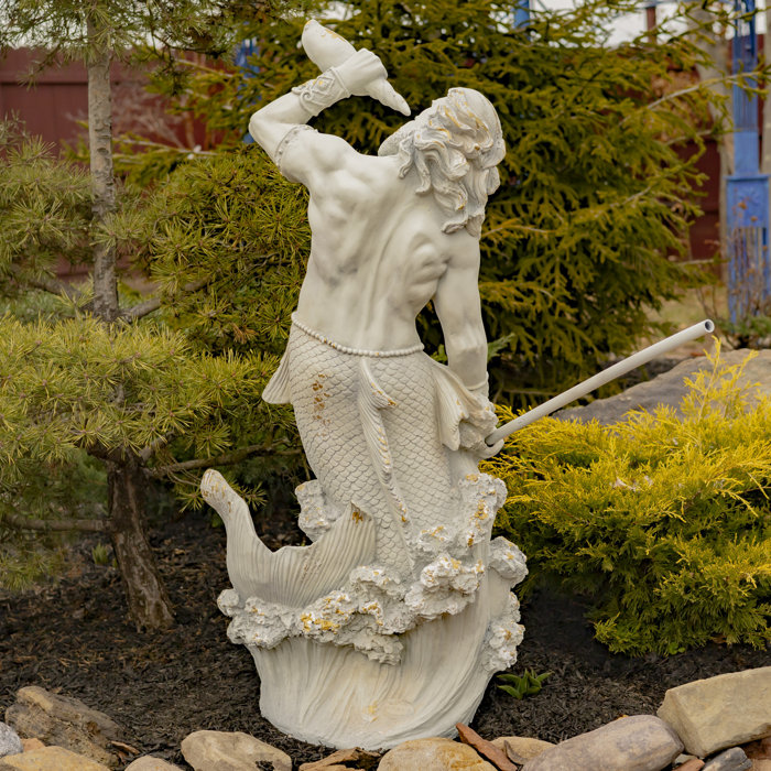 Trinx Eilidhmay Nautical Magnesium Merman Garden Statue | Wayfair