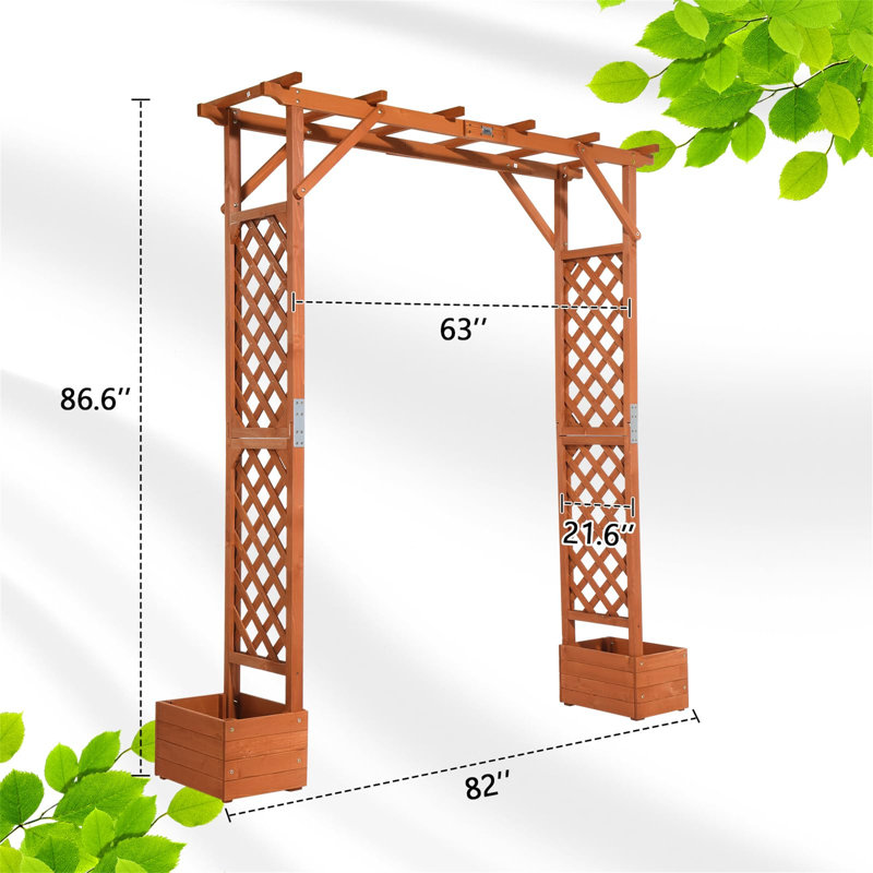Blooming Wooden Garden Arbor With Planter | Wayfair