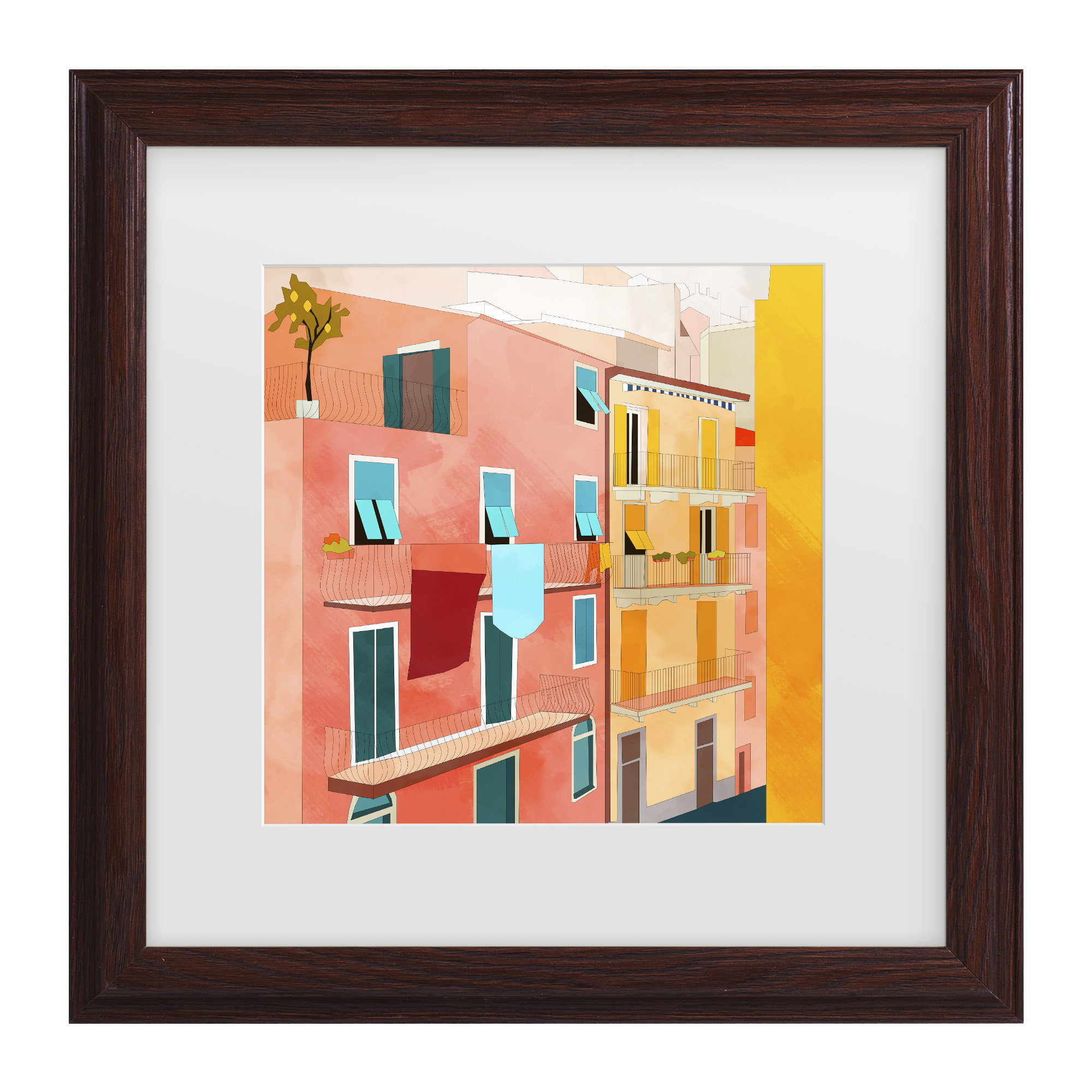 Winston Porter Ana Rut Bre Little Italy Houses Matted Framed Art | Wayfair