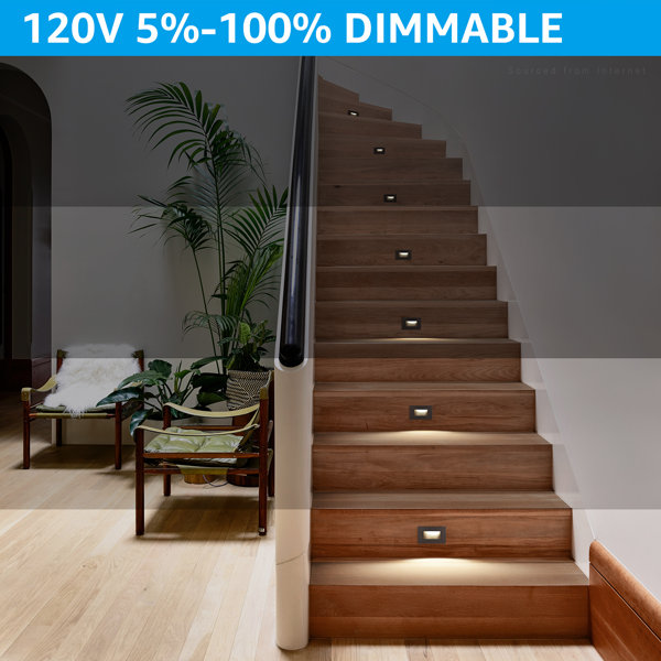 LEONLITE 5CCT 120V LED Stair Lights Indoor Outdoor, 150LM 5%-100% ...