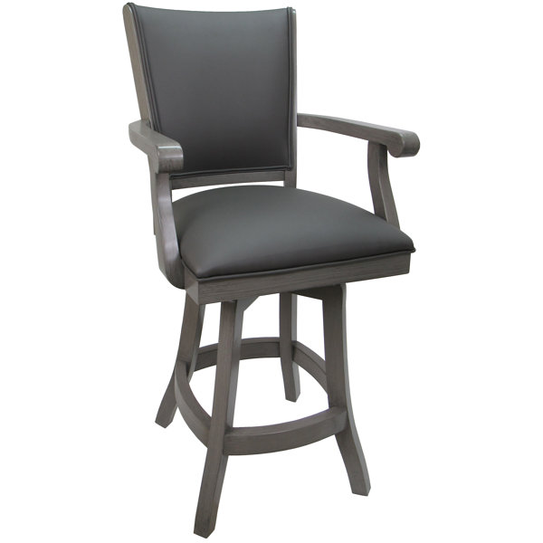 Canora Grey Lasiya Swivel Upholstered Counter Stool with Solid Wood ...