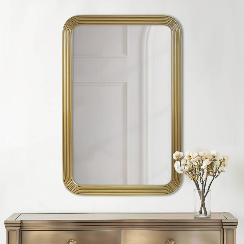 Mercer41 Rounded Rectangle Fluted Wall Mirror Gold See below | Wayfair