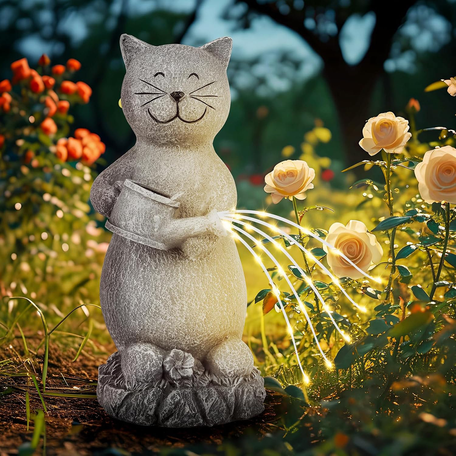 Trinx Cat Figurine with LED Lights Outdoor Decor | Wayfair