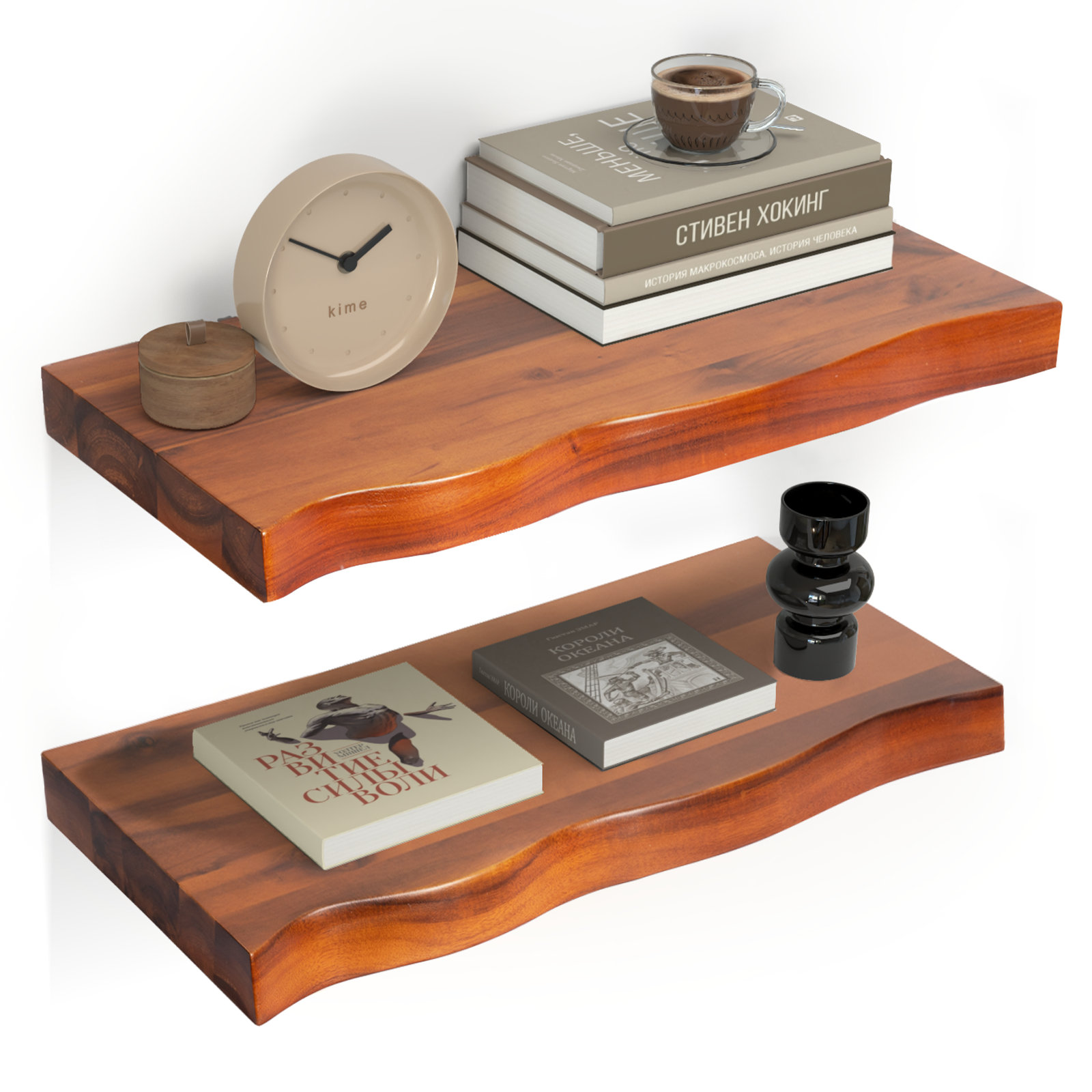 One Allium Way® 18'' Live Edge Floating Shelves Set of 2 - Thick and ...