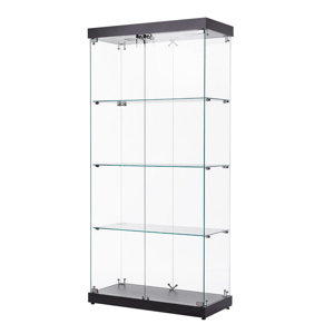 Wrought Studio™ Klariza 4-Tier Tall Glass Cabinet, Sturdy Display ...