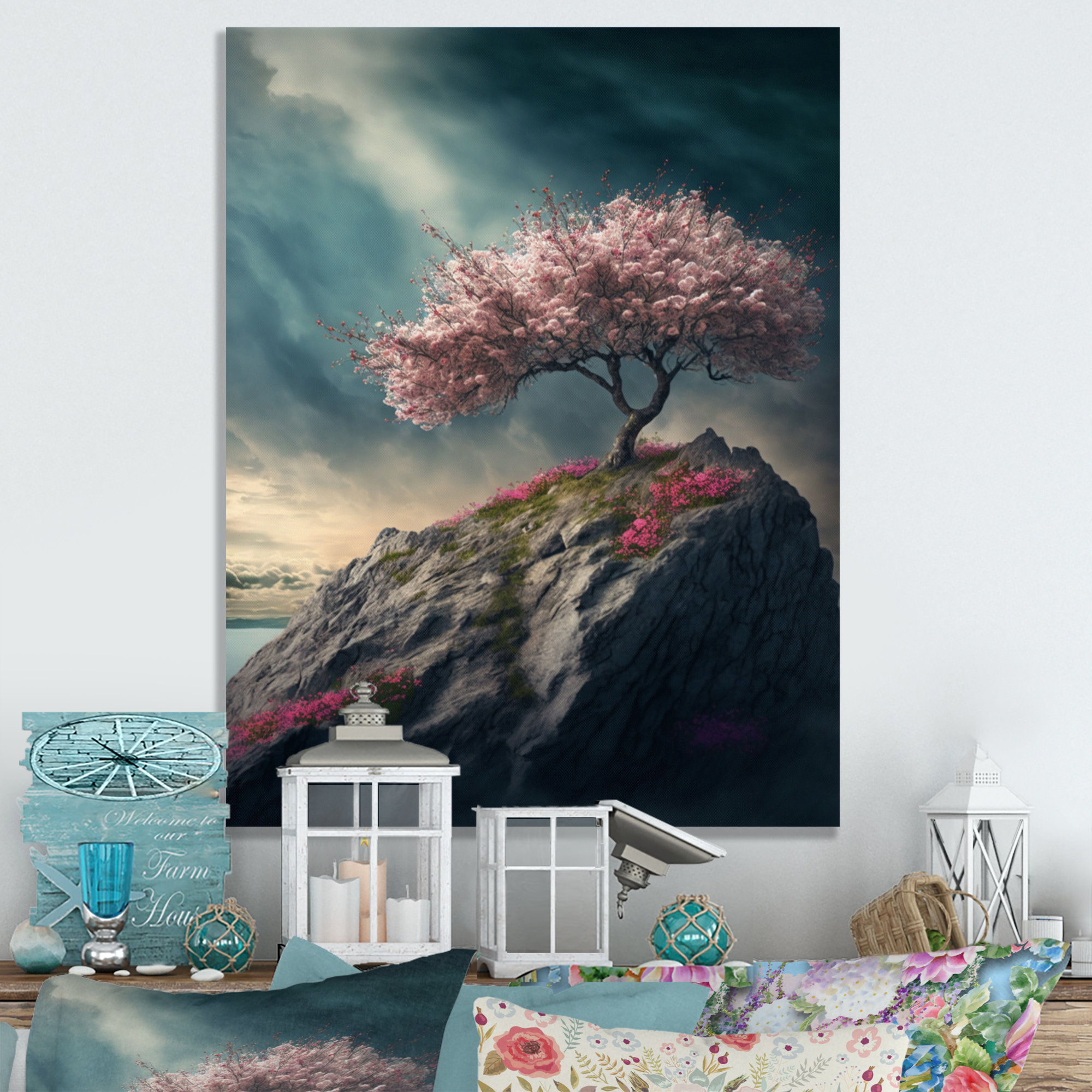 Millwood Pines Mountain Top Cherry Blossom I - Modern Canvas Wall Art ...