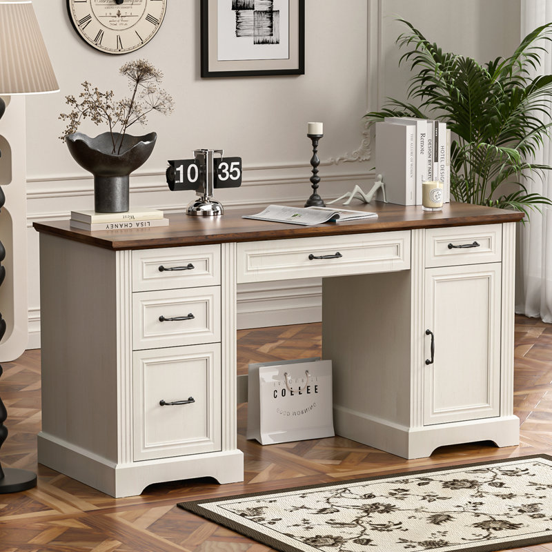 Lark Manor™ Lark Manor 58" Executive Desk, Home Office Desk with ...