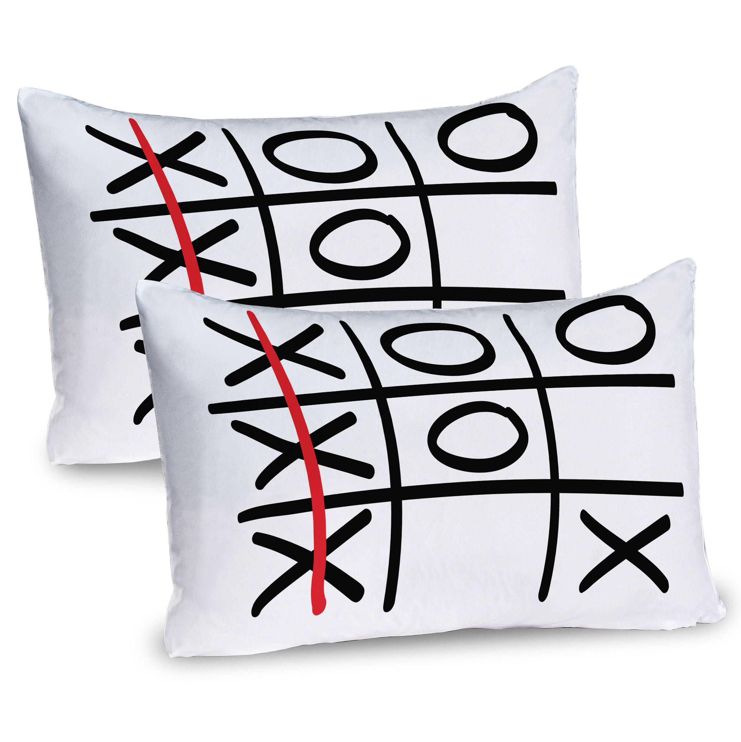 Ambesonne Xo Pillow Sham 2 Pack Popular Game Theme Pattern Vermilion Black White | Wayfair