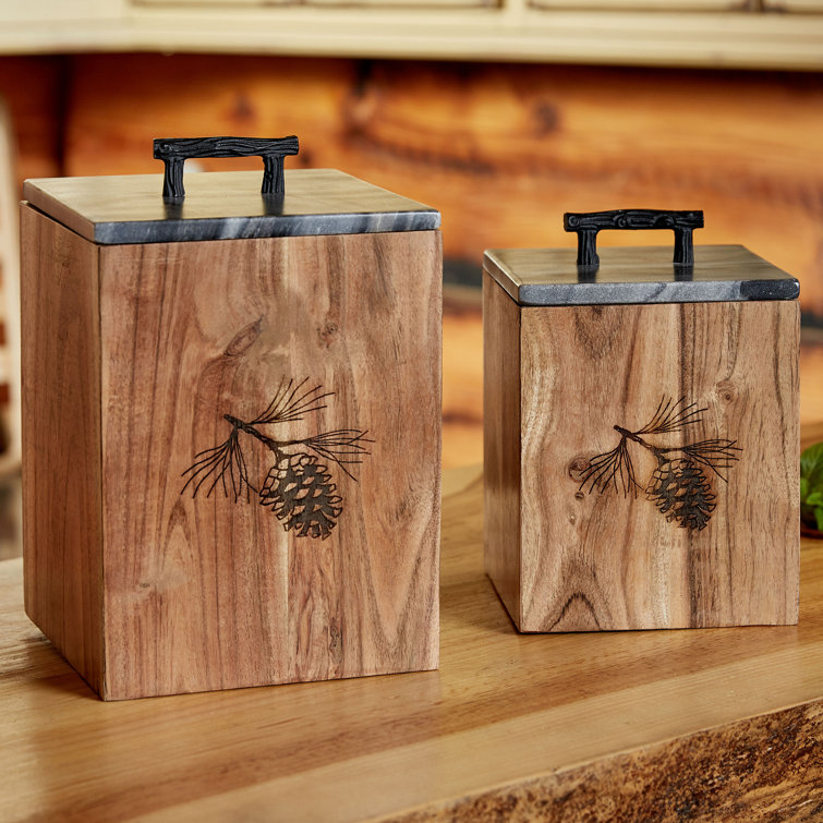 Millwood Pines Rustic Wood Canister - Small | Wayfair