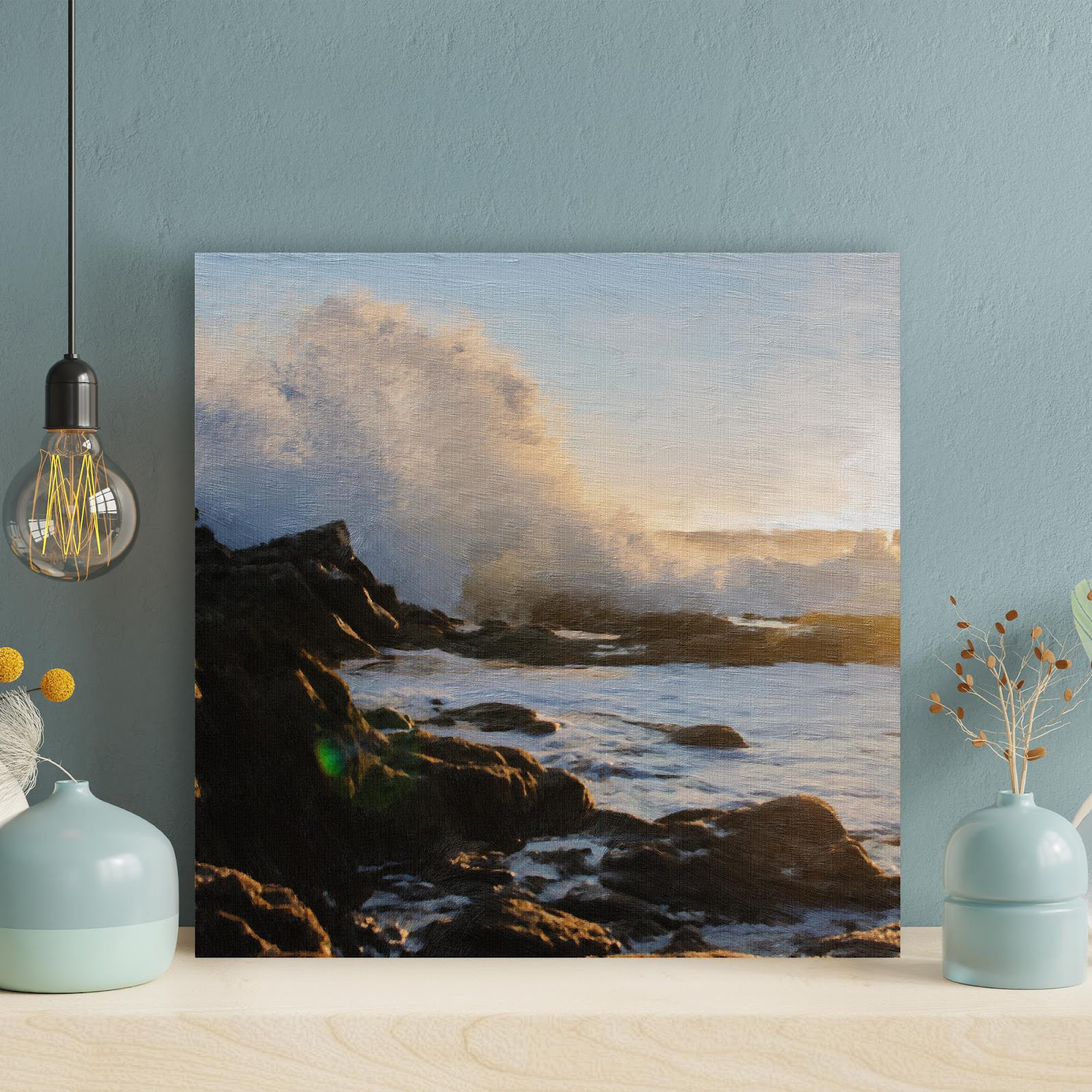 Rosecliff Heights Ocean Waves Crashing On Rock Formation - 1 Piece ...
