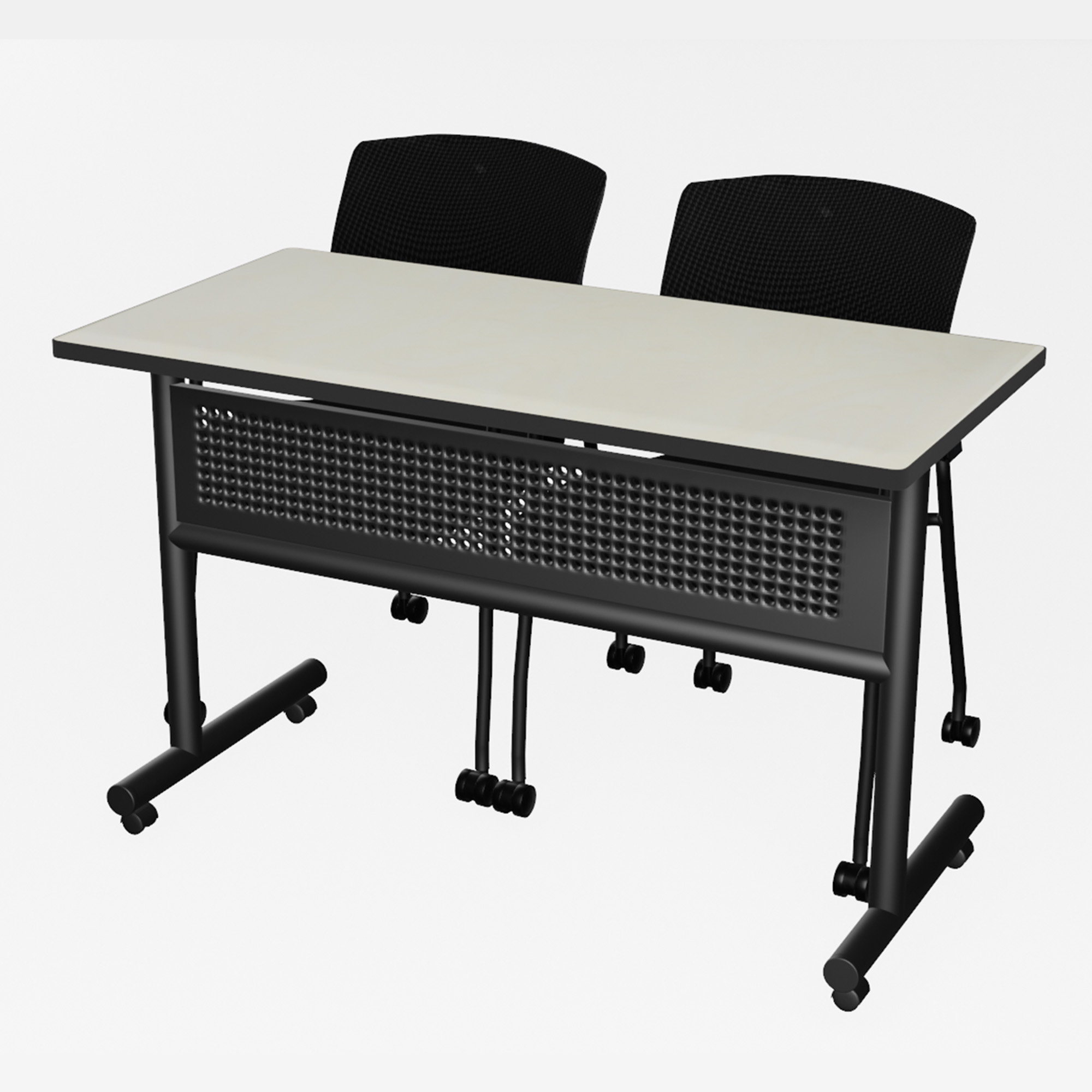Inbox Zero Malikka Rectangle 2 Person Flip Top Training Table and Chair ...