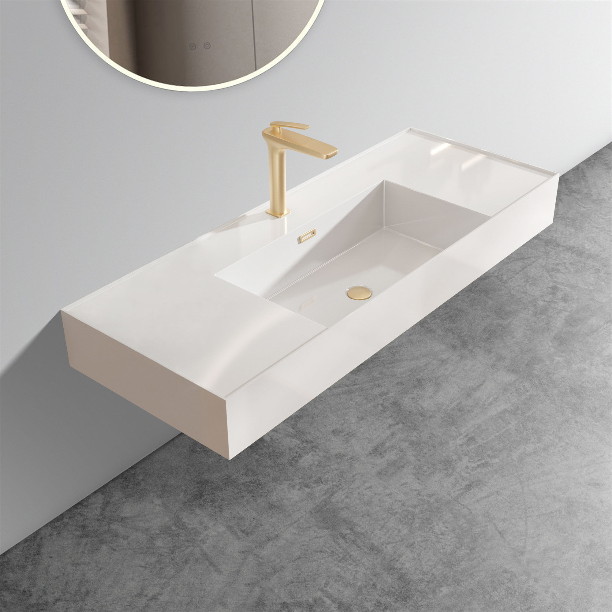 ChocoPlanet Integrated Glossy Solid Surface Basin With One Predrilled ...