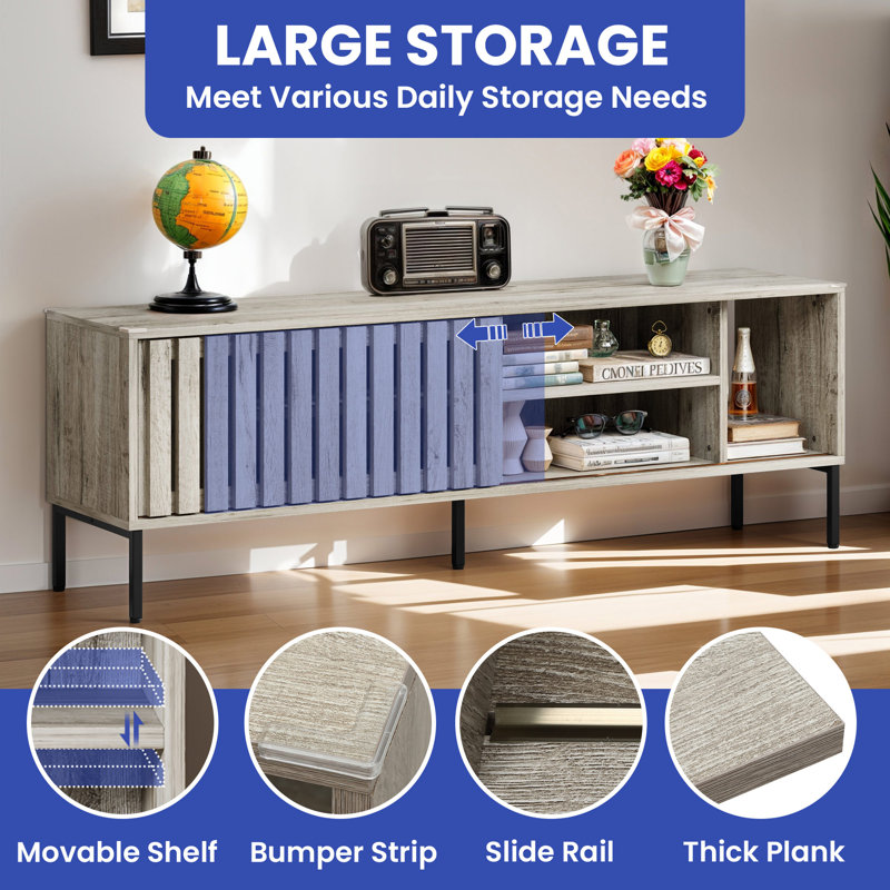 Ebern Designs 64" Vintage Entertainment Center With Sliding Door | Wayfair