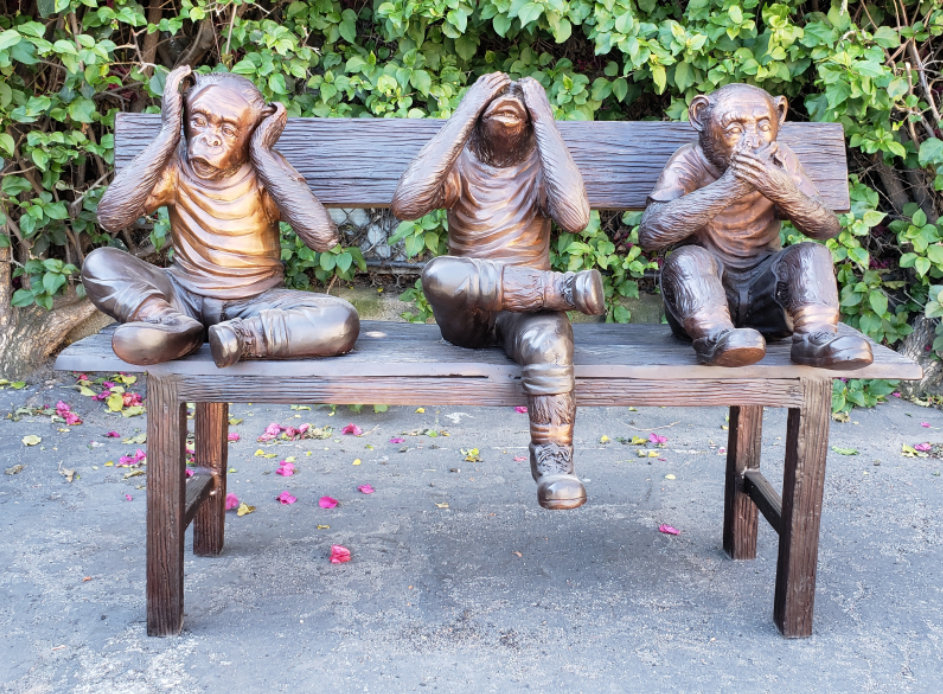 NIFAO Three Wise Monkeys on a Bench Two Tones Statue - Wayfair Canada