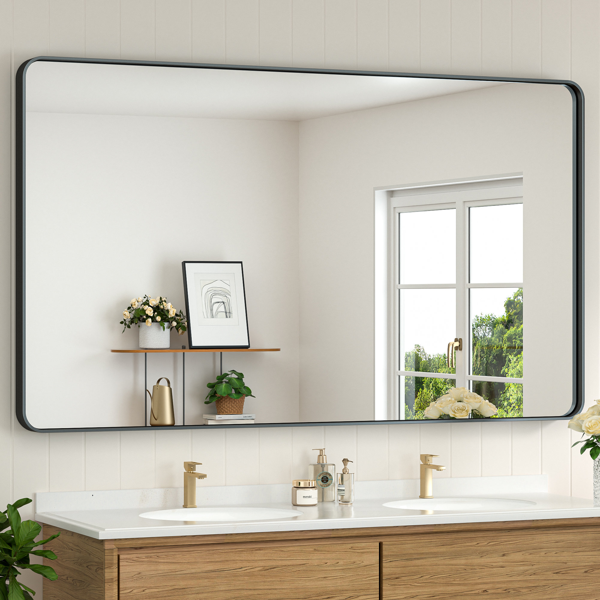 Ebern Designs Leaderville Aluminum Framed Decorative Bathroom Vanity ...