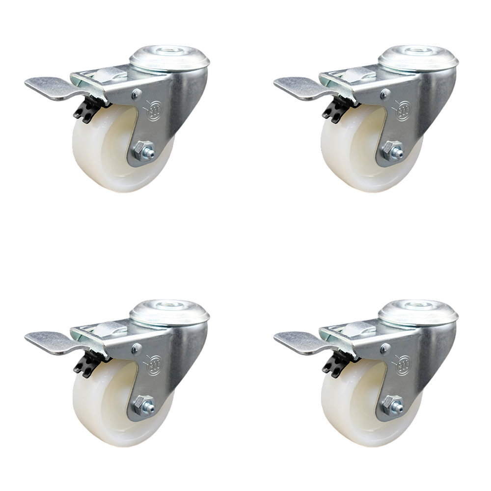 Service Caster SS Nylon Wheel Swivel Bolt Hole Caster Set with Total ...