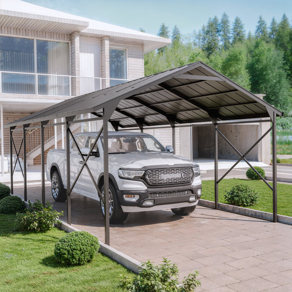 Haxvin 12x22 Ft Galvanized Steel Carport with Reinforced Frame Weather ...