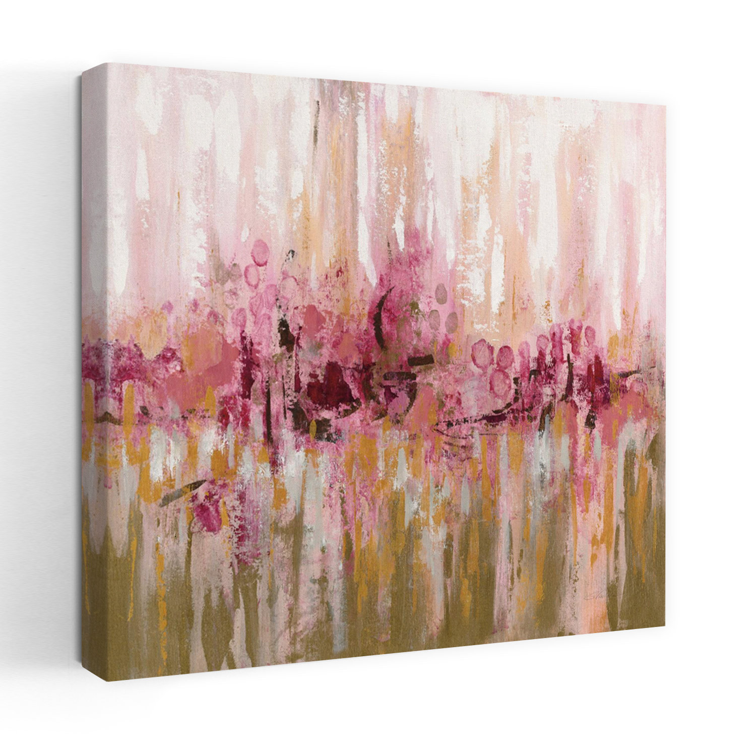 Latitude Run® Contemporary Pink Reflections With Abstract Brown Art ...