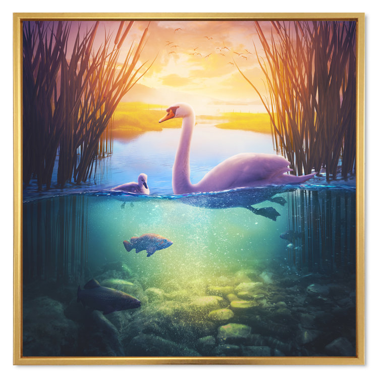 Bay Isle Home Surreal Nature Scene Swan On Canvas Painting - Wayfair Canada