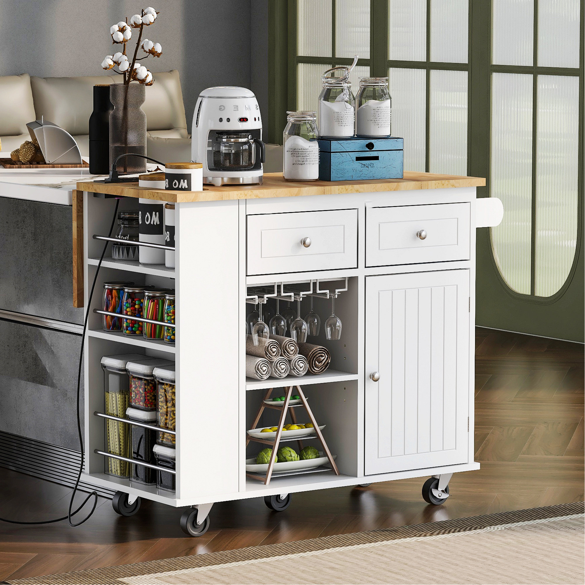 Latitude Run® Biao Wood Kitchen Island | Wayfair
