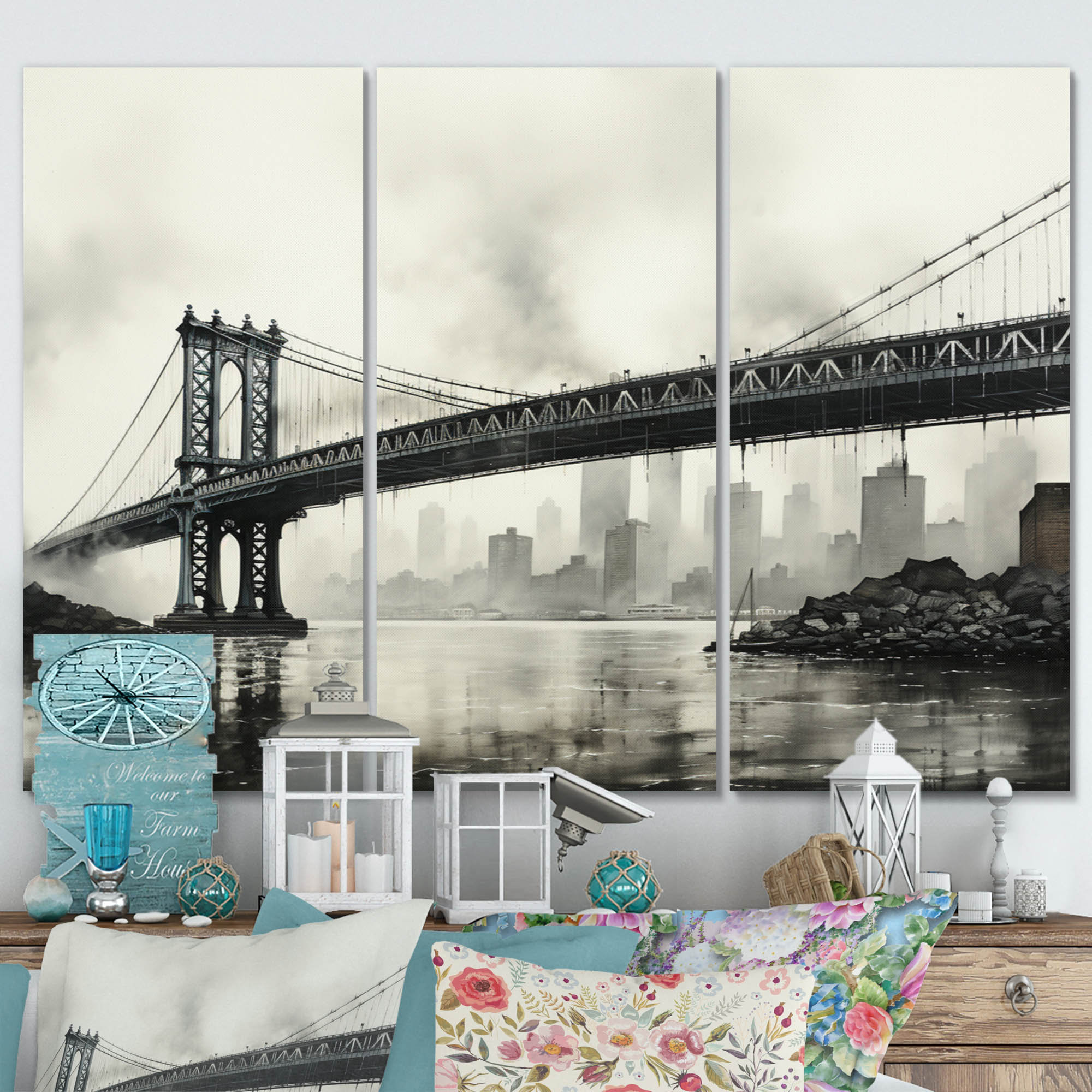 Winston Porter Grey Bridge Cable Suspension Charcoal - Architecture ...