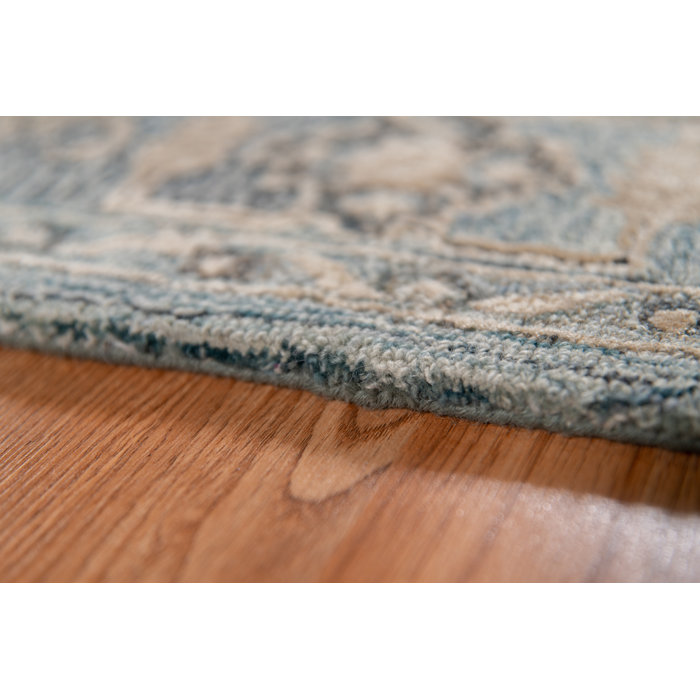 Bungalow Rose Shawsheen Handmade Hand Tufted Gray/Blue Rug | Wayfair