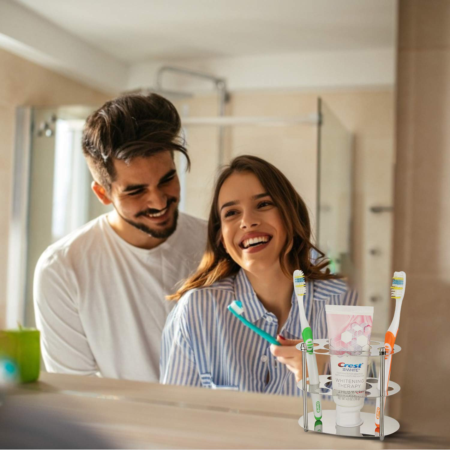 Rebrilliant Toothbrush Holder, Stainless Steel Bathroom Toothbrush ...