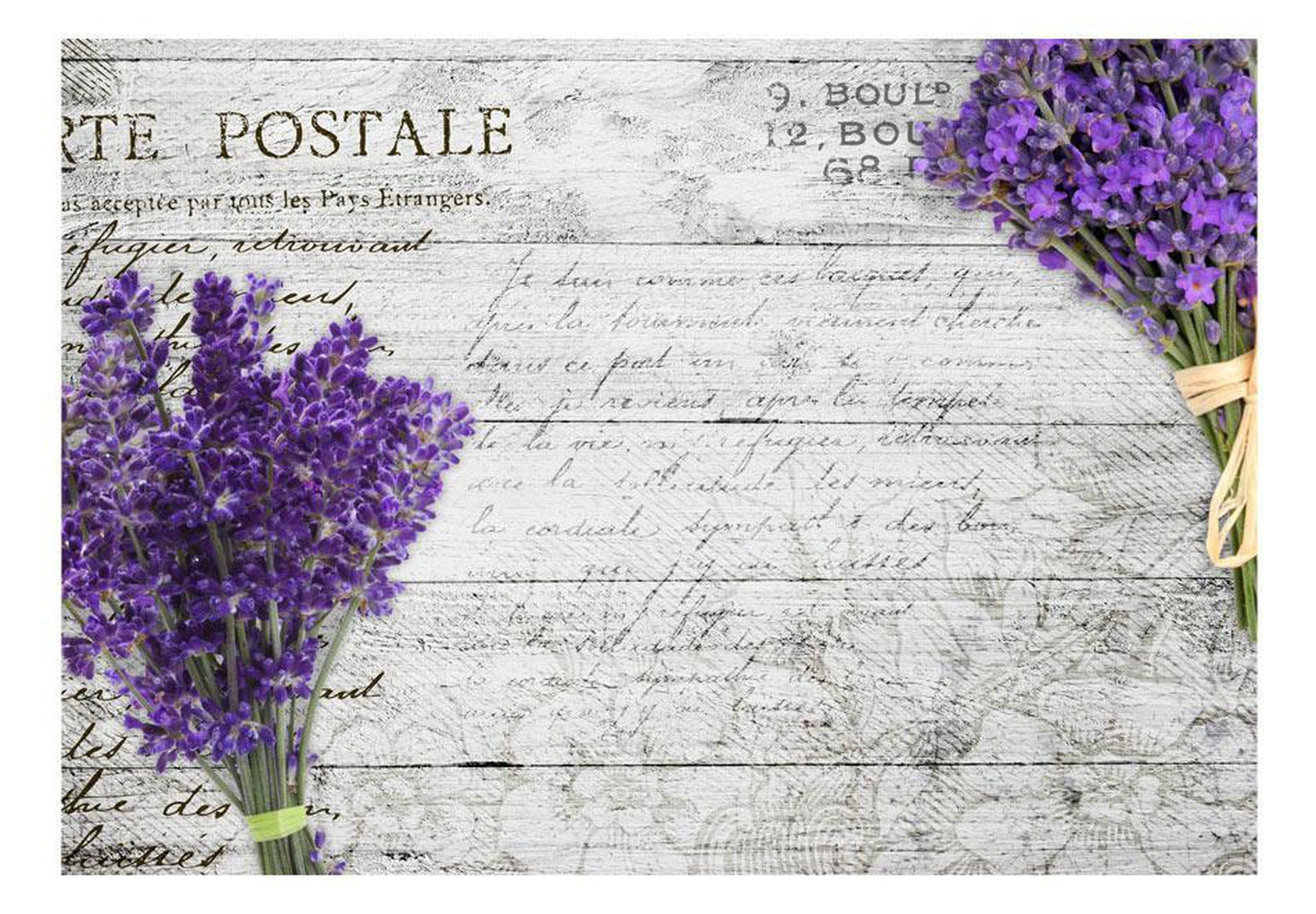 One Allium Way Peel & Stick Wall Mural - Lavender Postcard On Wood ...
