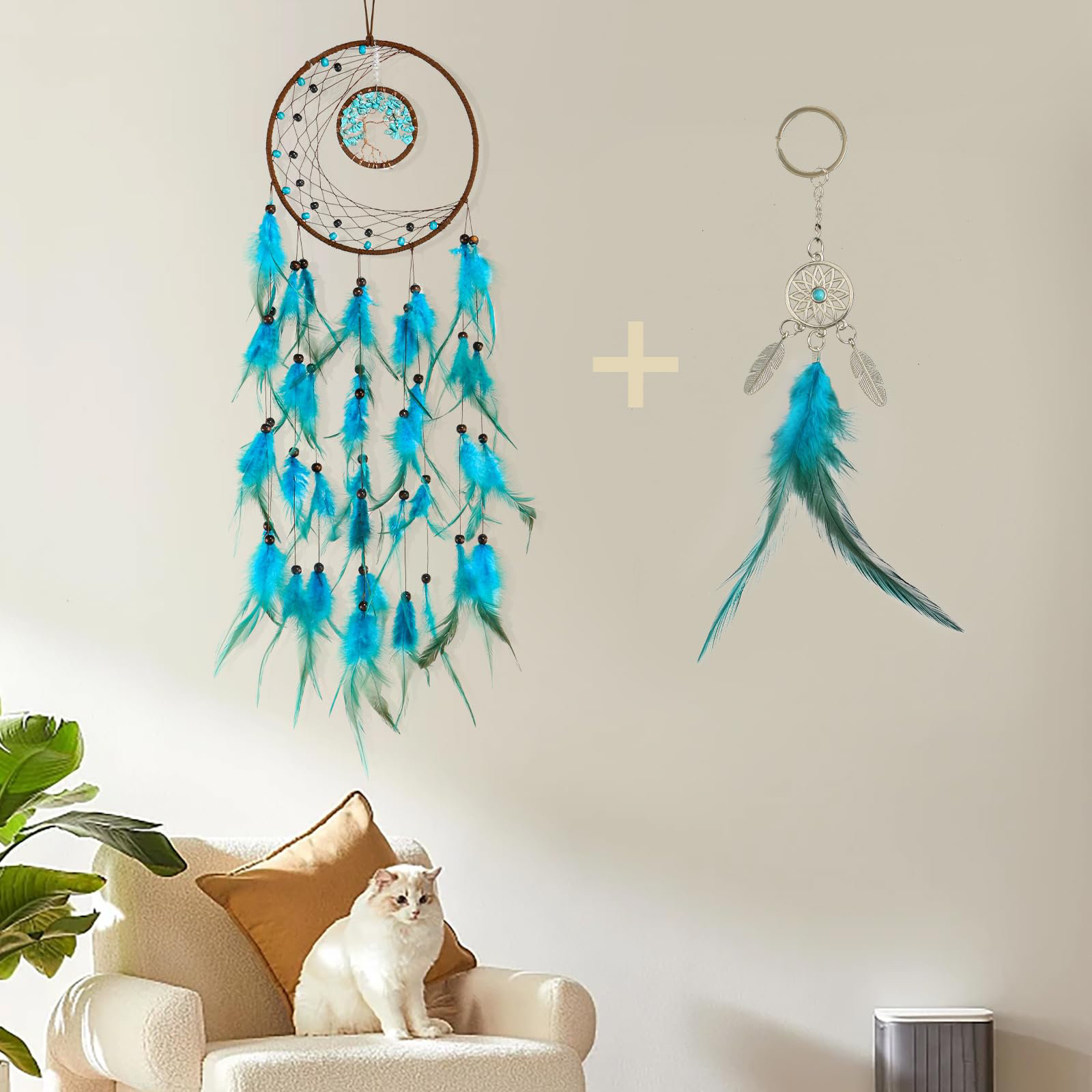 Bungalow Rose 2 Pack Turquoise Tree of Life Dream Catcher with Feathers ...