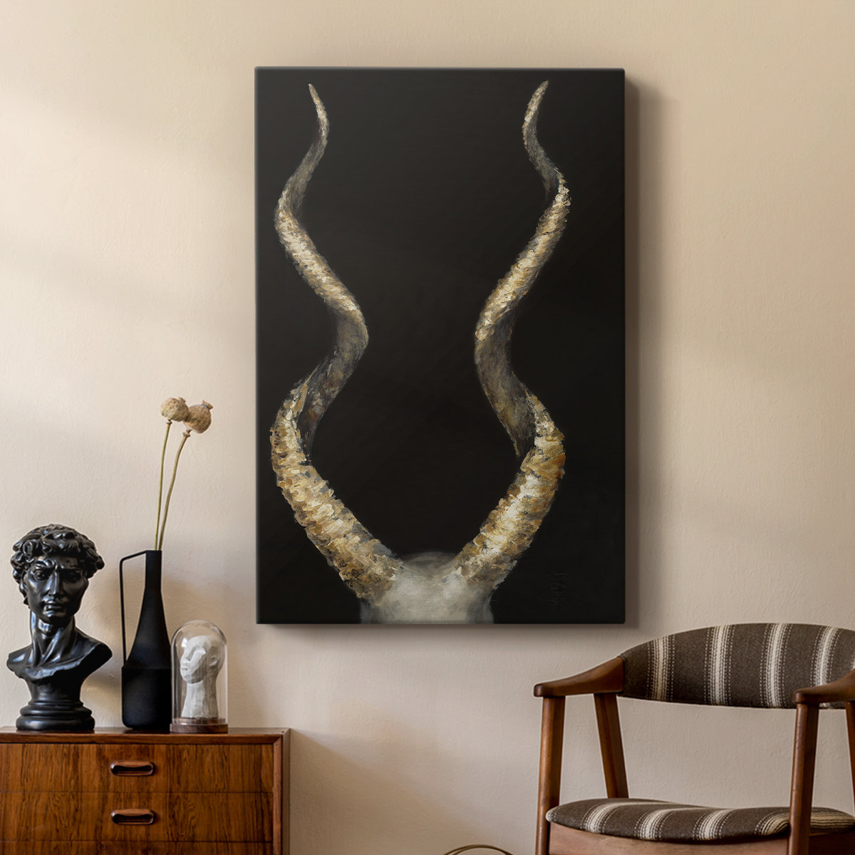 Astoria Grand Spiral Antelope Horns -Custom Wrapped Gallery Cavas ...