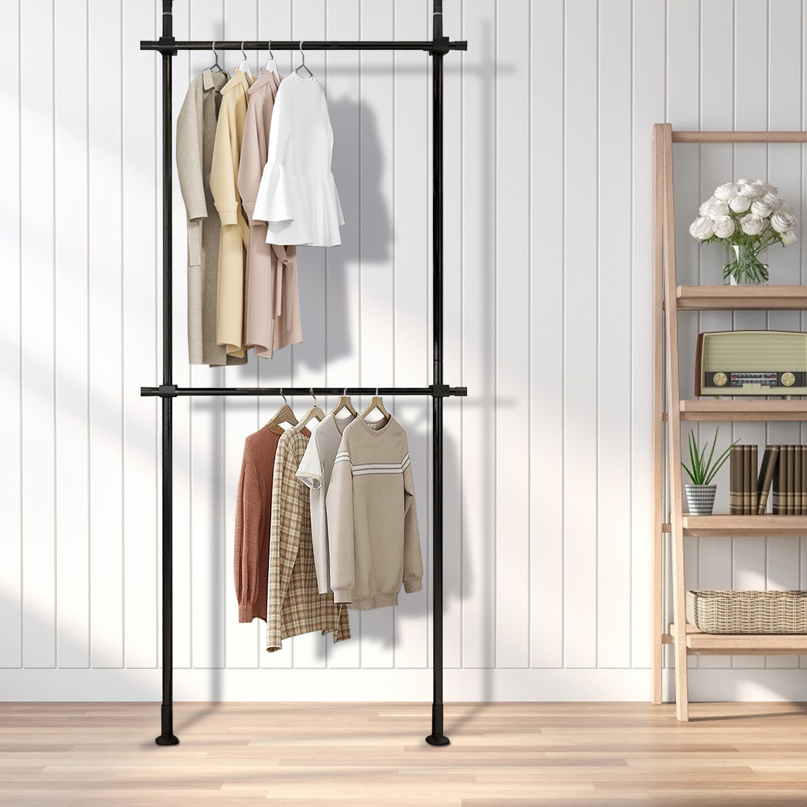 Rebrilliant Amlcar 2-Tier Metal Adjustable Clothes Rack & Reviews | Wayfair