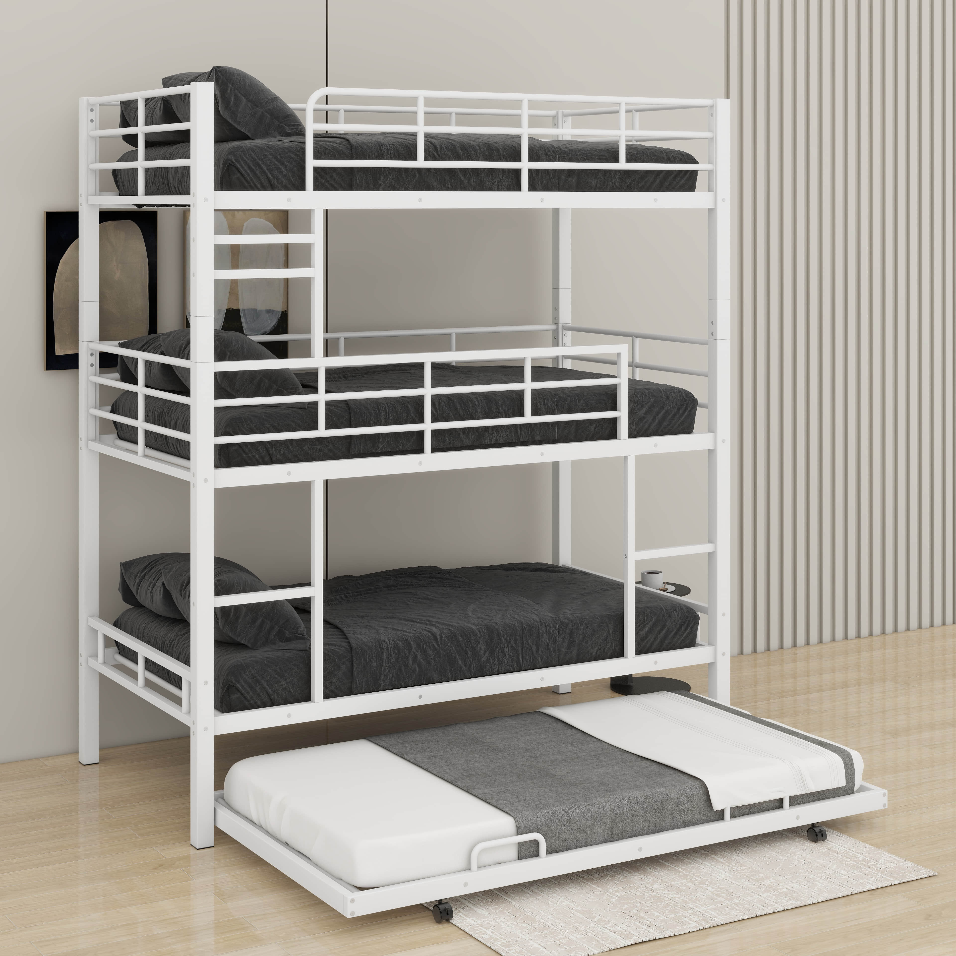 Hokku Designs Metal Twin Size Triple Bunk Bed With Trundle - Wayfair Canada